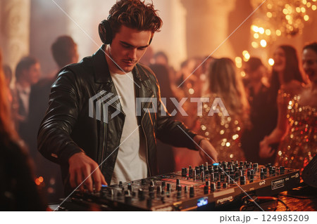 Dj performance at glamorous party nightclub...のイラスト素材 [124985209] - PIXTA