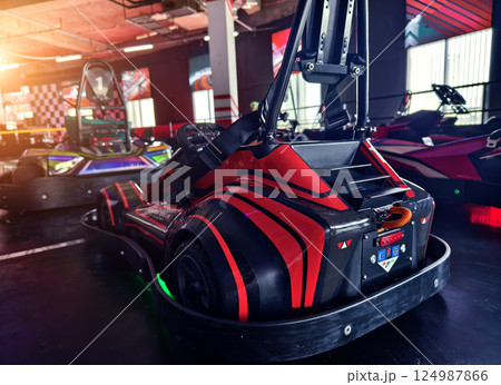 New electric go karts in the modern indoor...の写真素材 [124987866] - PIXTA