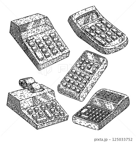 calculator set sketch hand drawn vectorのイラスト素材 [125033752] - PIXTA