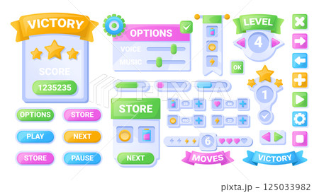 Game UI buttons. Mobile application or game...のイラスト素材 [125033982] - PIXTA