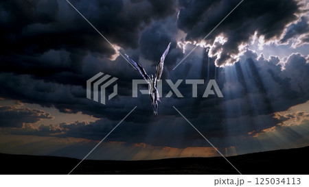 Ethereal angel gliding across stormy clouds,...のイラスト素材 [125034113] - PIXTA