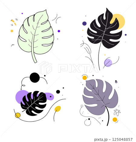 Abstract Monstera Leaf Illustrationsのイラスト素材 [125048857] - PIXTA