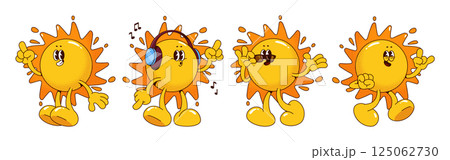 Funky retro sun mascot characterのイラスト素材 [125062730] - PIXTA