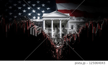 Weathered American flag sagging beside White...のイラスト素材 [125064043] - PIXTA