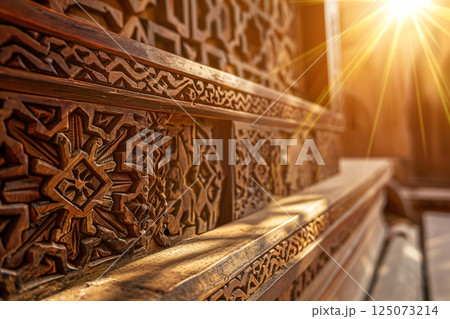 Low angle view of an Arabic style wood carving...のイラスト素材 [125073214 ...