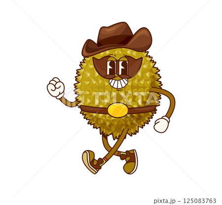 Groovy durian superhero fruit character....のイラスト素材 [125083763] - PIXTA