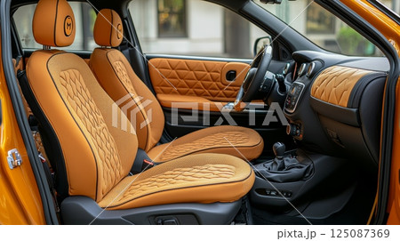 Stylish and Compact Car Interior with Patterned...のイラスト素材 [125087369 ...