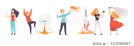 People Characters Launching and Watching...のイラスト素材 [125096067] - PIXTA