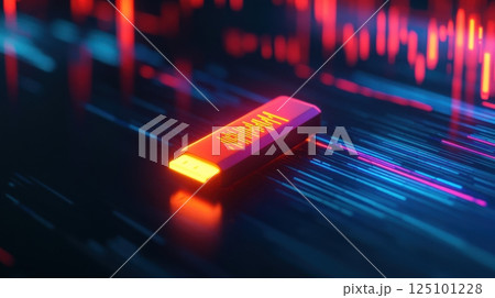 Futuristic usb flash drive with neon lights on...のイラスト素材 [125101228 ...