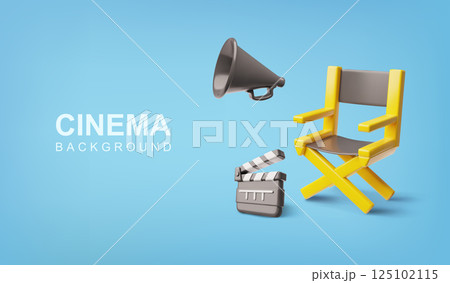 3D vector banner with folding yellow chair,...のイラスト素材 [125102115] - PIXTA