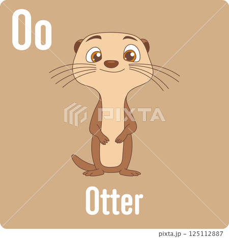 Illustrated otter with 'Oo' and the word...のイラスト素材 [125112887] - PIXTA