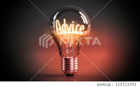 Advice concept - shining light bulb - 3D...のイラスト素材 [125113701] - PIXTA