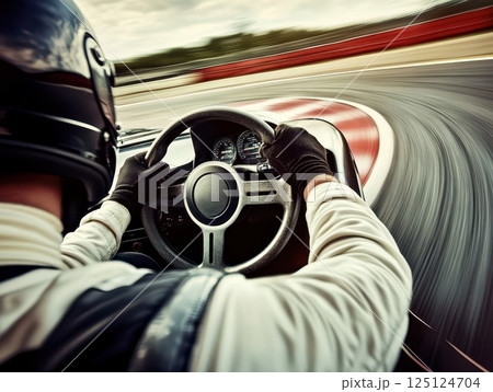 Racing Car Driver Hands On Steering Wheel In A...のイラスト素材 [125124704 ...