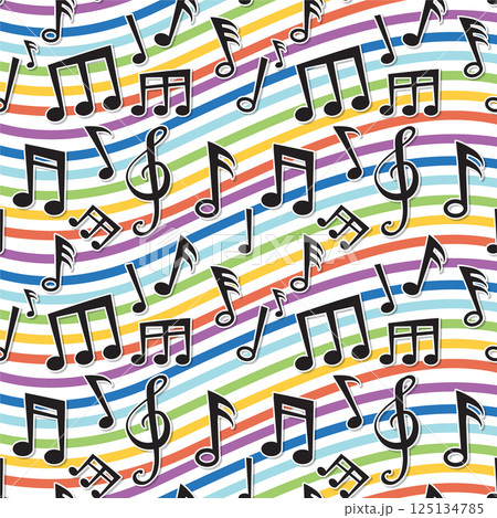 Colorful Musical Notes on Rainbow Backgroundのイラスト素材 [125134785] - PIXTA