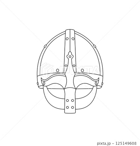 Viking Helmet Outline Icon Illustration on...のイラスト素材 [125149608] - PIXTA