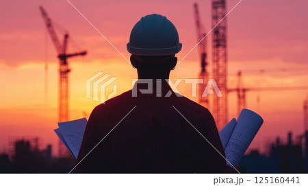 Engineering silhouette of industrial cranes...のイラスト素材 [125160441] - PIXTA