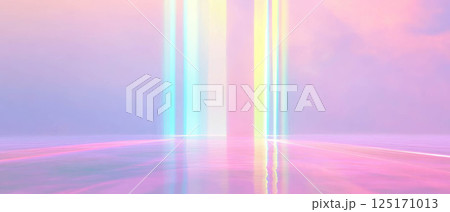 Holographic light beams in pastel colors create...のイラスト素材 [125171013 ...