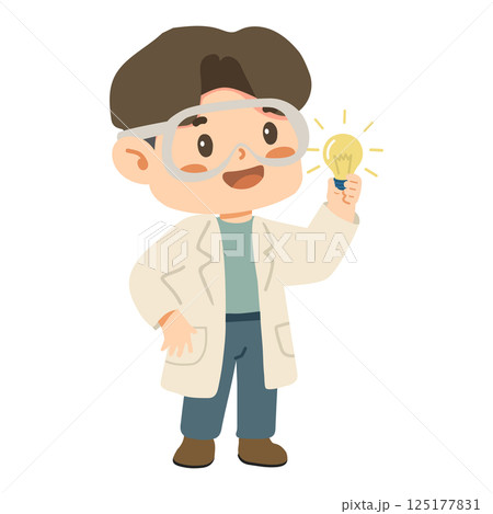 Man Scientist with a Light Bulbのイラスト素材 [125177831] - PIXTA