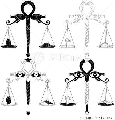 Egyptian scales weighing a heart and featherのイラスト素材 [125190523] - PIXTA