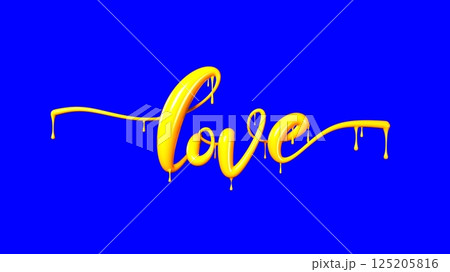 Yellow love sign on a blue chroma key background.のイラスト素材 [125205816 ...