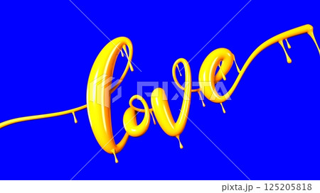 Yellow love sign on a blue chroma key background.のイラスト素材 [125205818 ...