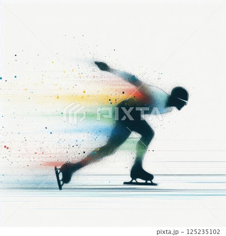 Dynamic Speed Skating in Artistic Motion with...のイラスト素材 [125235102] - PIXTA