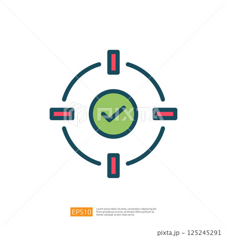 a green checkmark within a circular target...のイラスト素材 [125245291] - PIXTA