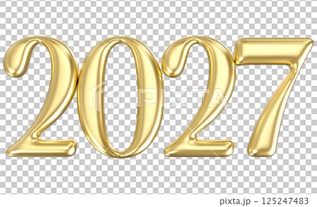 Happy New Year Number 2027 3D Goldのイラスト素材 [125247483] - PIXTA