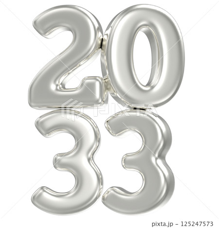 Happy New Year Number 2033 3D Silverのイラスト素材 [125247573] - PIXTA