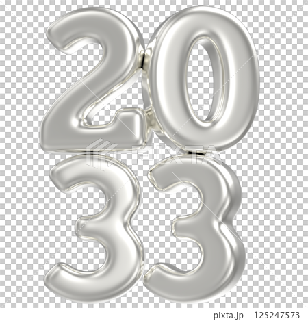 Happy New Year Number 2033 3D Silverのイラスト素材 [125247573] - PIXTA