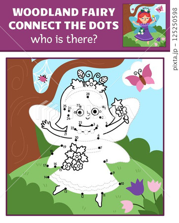 Vector fairyland dot-to-dot and color activity...のイラスト素材 [125250598 ...