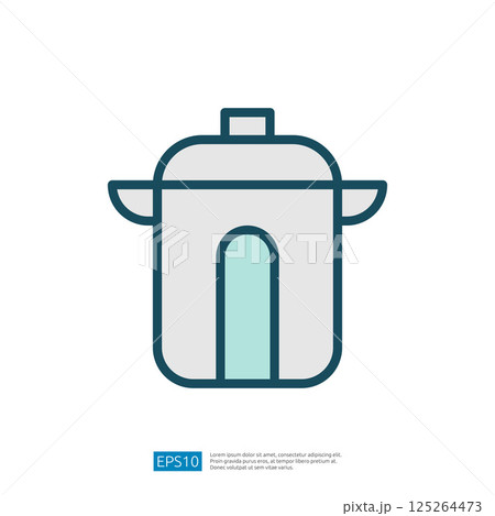 Stylized Cooking Pot Icon Representing Culinary...のイラスト素材 [125264473 ...