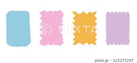 Scallop text boxes frames hand drawn set. Wavy...のイラスト素材 [125275297 ...