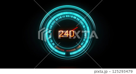 3D rendered high-tech speedometer with blue...のイラスト素材 [125293479] - PIXTA