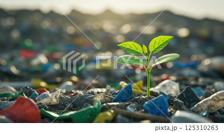 In a landfill filled with colorful plastic...のイラスト素材 [125310263] - PIXTA