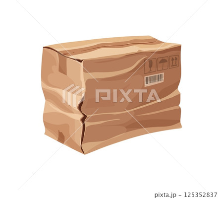 Damaged and ripped package cardboard box....のイラスト素材 [125352837] - PIXTA