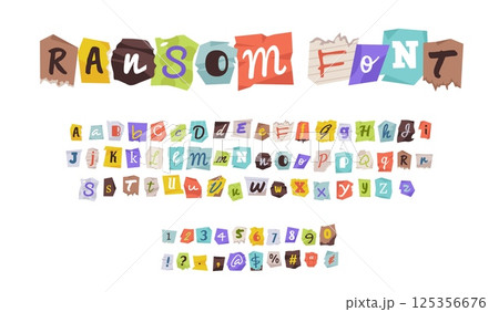 Ransom font. Colorful cutout letters and...のイラスト素材 [125356676] - PIXTA