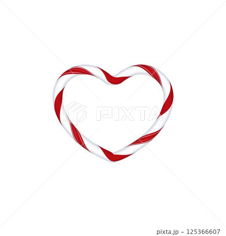 Christmas candy cane heart frame with red white...のイラスト素材 [125366607 ...
