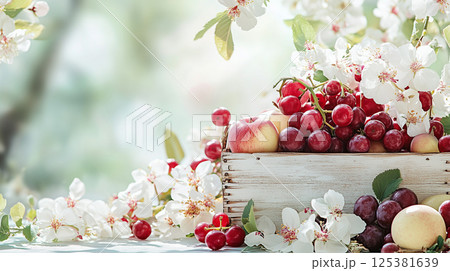 Springtime abundance with fresh apples and...のイラスト素材 [125381639] - PIXTA