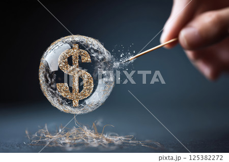 Exploding dollar bubble. Concept of financial...のイラスト素材 [125382272] - PIXTA