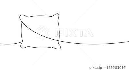 Square fluffy pillow one line continuous...のイラスト素材 [125383015] - PIXTA