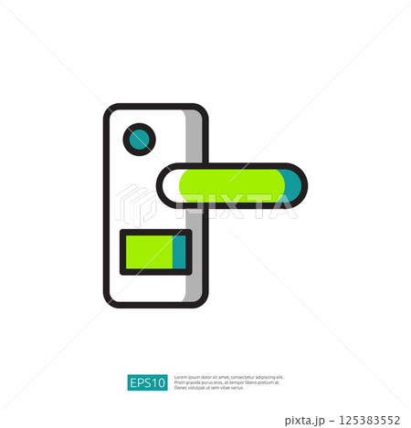 Stylized Door Handle with Green Accent and...のイラスト素材 [125383552] - PIXTA