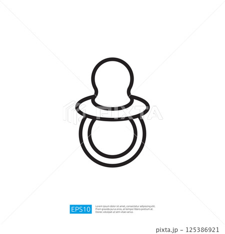 Stylized Black And White Baby Pacifier Icon On...のイラスト素材 [125386921 ...