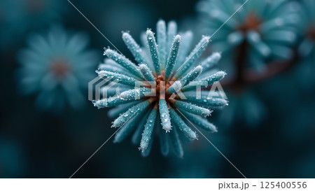 Blue Spruce Sprig Adorned With Frozen Dew Dropsのイラスト素材 [125400556] - PIXTA