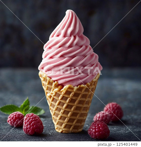 An appetizing serving of raspberry soft serve...のイラスト素材 [125401449] - PIXTA