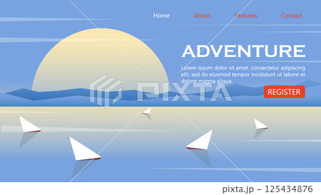 Seaside landscape travel banner. Concept...のイラスト素材 [125434876] - PIXTA