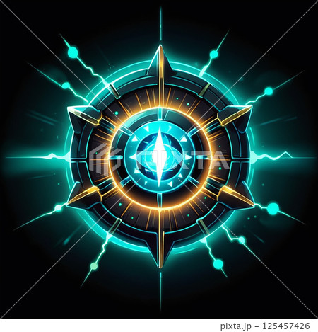 Electric compass design with glowing edges and...のイラスト素材 [125457426 ...