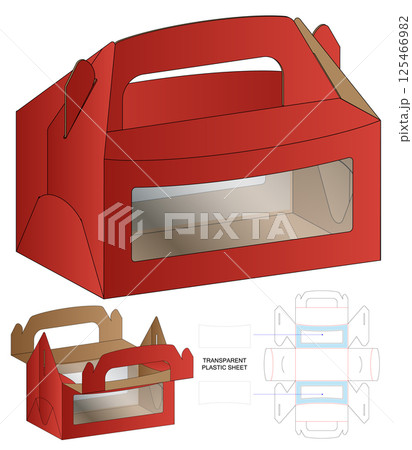 Red Food Packaging Box Dieline Blueprint Templateのイラスト素材 [125466982 ...
