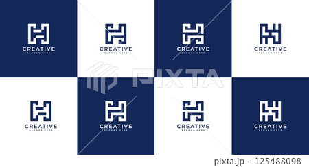 Set of initial H abstract logo vector templateのイラスト素材 [125488098] - PIXTA