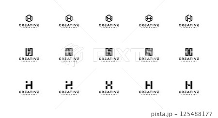 Set of initial H abstract logo vector templateのイラスト素材 [125488177] - PIXTA